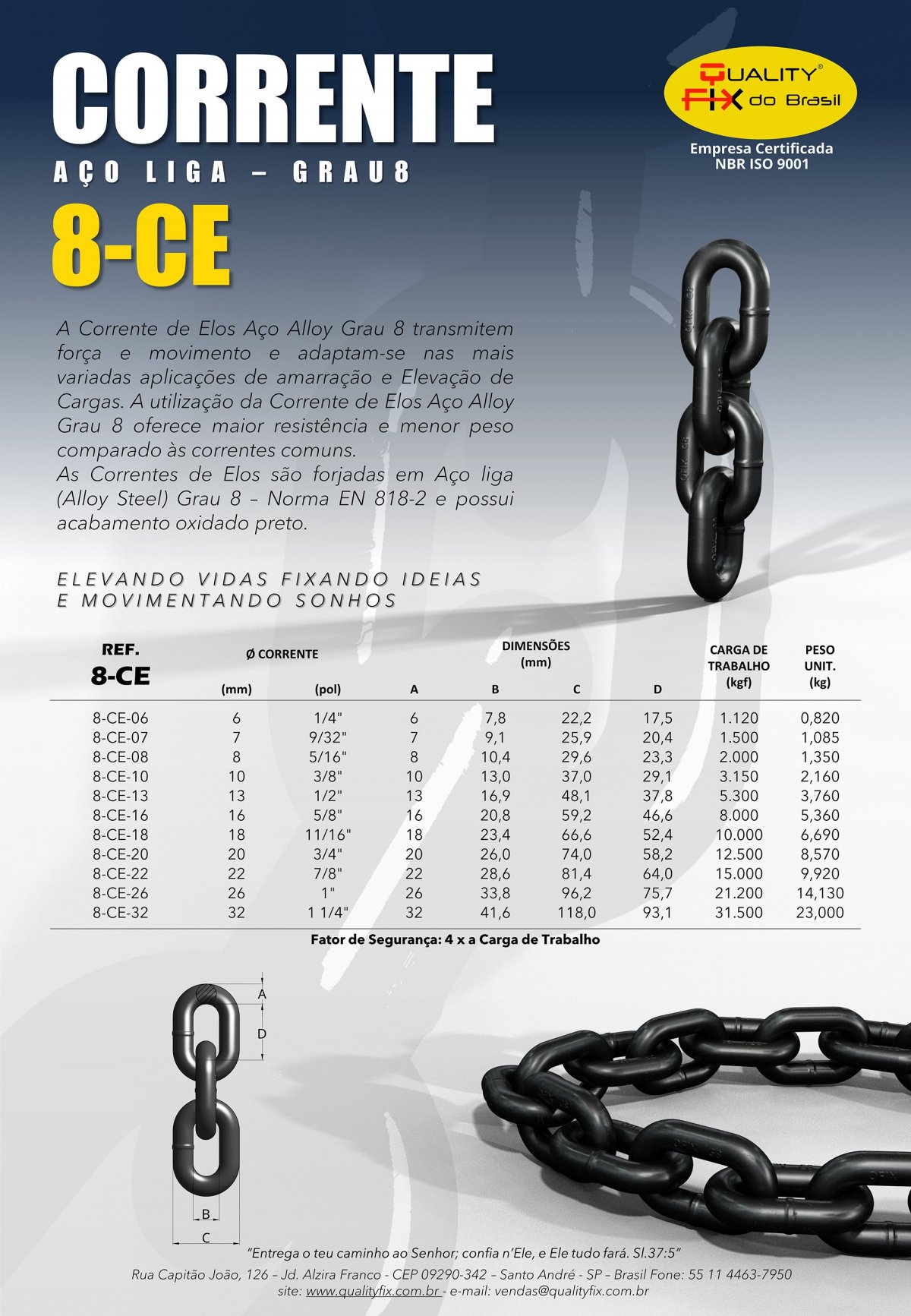 Corrente de Elos Grau 8 - Quality Fix do Brasil