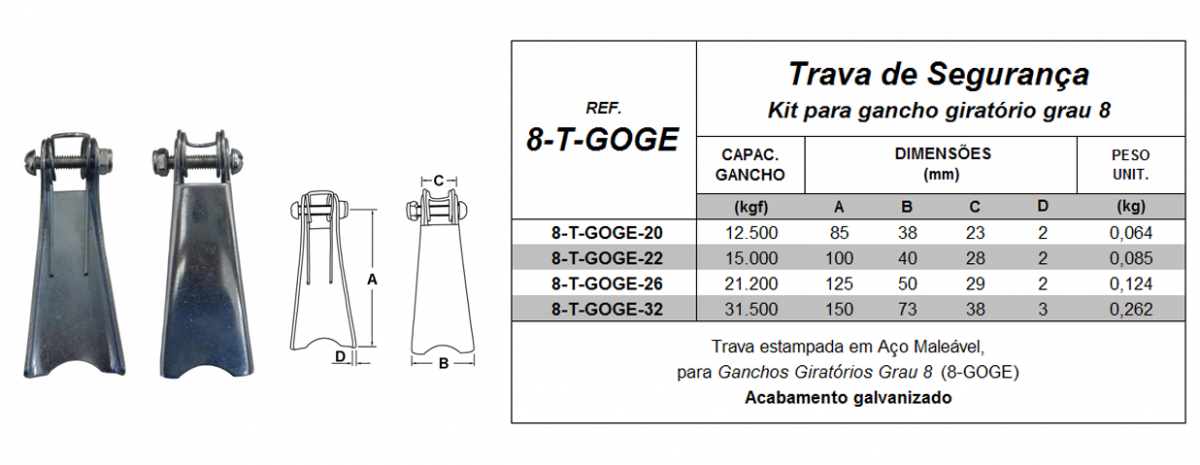 Kit para Gancho Giratório Grau 8 - Quality Fix do Brasil